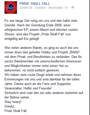 Pride Shall Fall: Band hat sich aufgelöst – Time For Metal – Das Metal ...